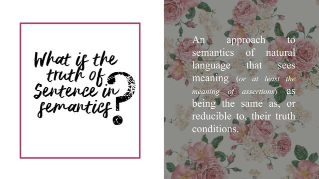 Semantics: Truth of Sentence & Paraphrase | PPT