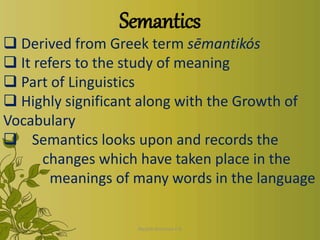 Semantics or Changes in Meaning - History of English Language | PPTX