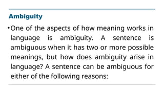SEMANTICS- meaning of words and sentences | PPTX