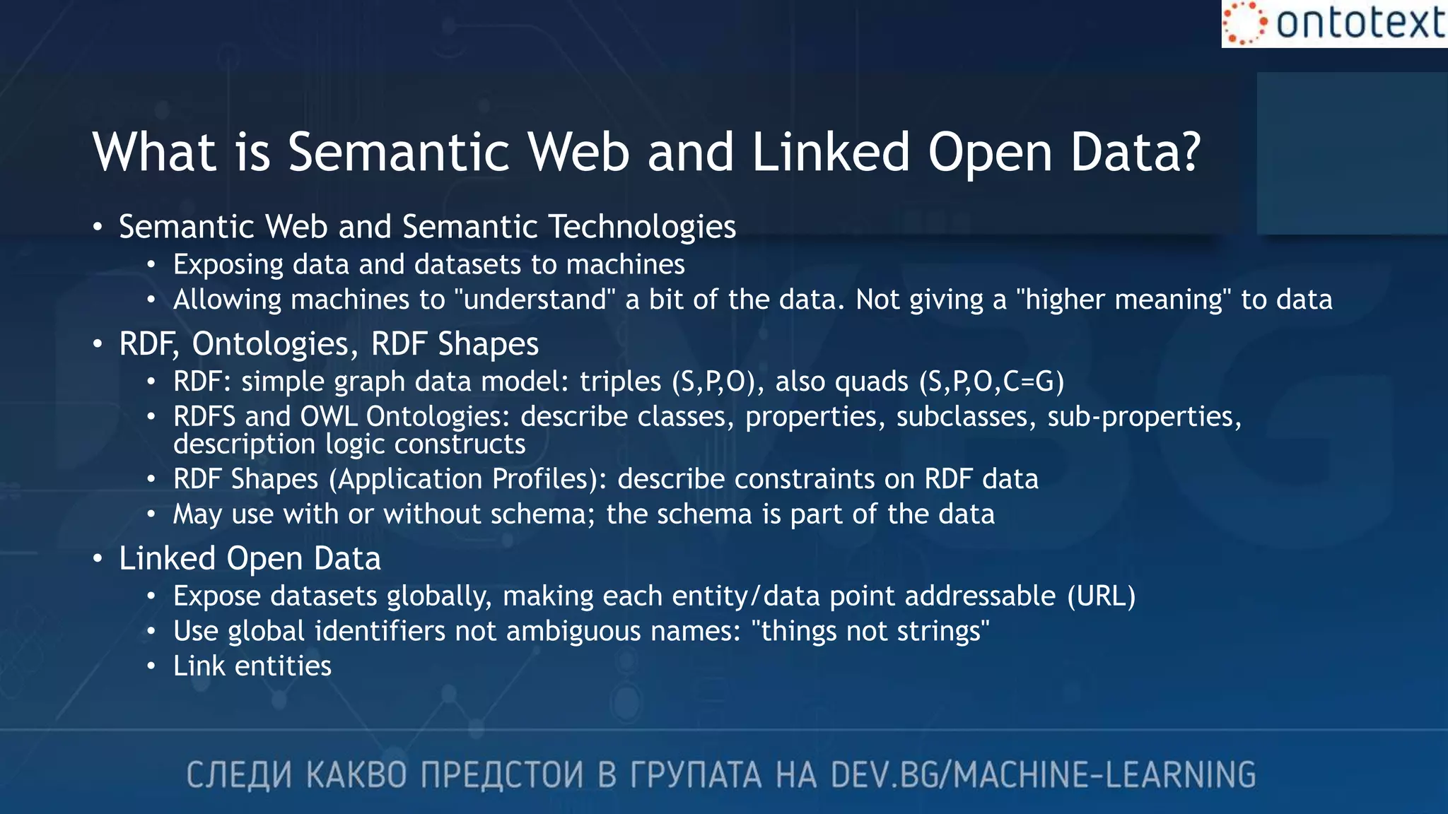 Semantics and Machine Learning | PPTX | Databases | Computer Software and Applications