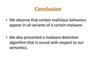 Semantics aware malware detection ppt | PPT