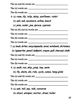 Semantics Session 1 Word meaning Exercises | PDF