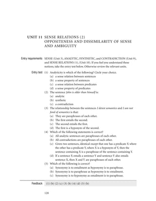 Semantics session 4c sense relations oppositeness and dissimilarity of sense and ambiguity | PDF