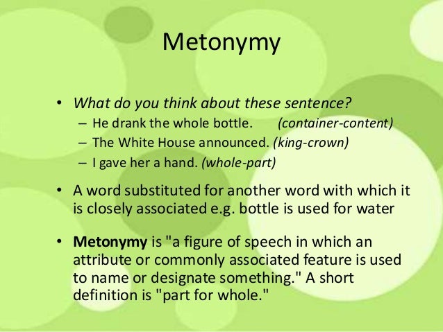 Synecdoche Examples SYNECDOCHE VS METONYMY WORKSHEETS WITH ANSWERS