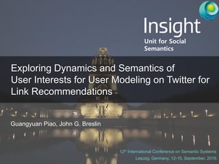 SEMANTiCS2016 - Exploring Dynamics and Semantics of User Interests for User Modeling on Twitter ...