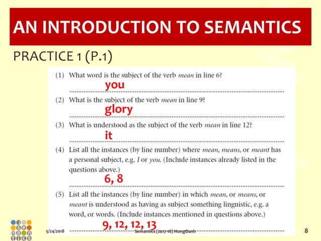 Semantics (2017 18) hong oanh | PPTX