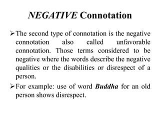 Semantics connotation and dennotation | PPTX