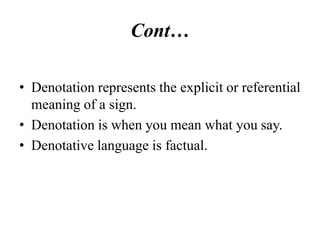 Semantics connotation and dennotation | PPTX