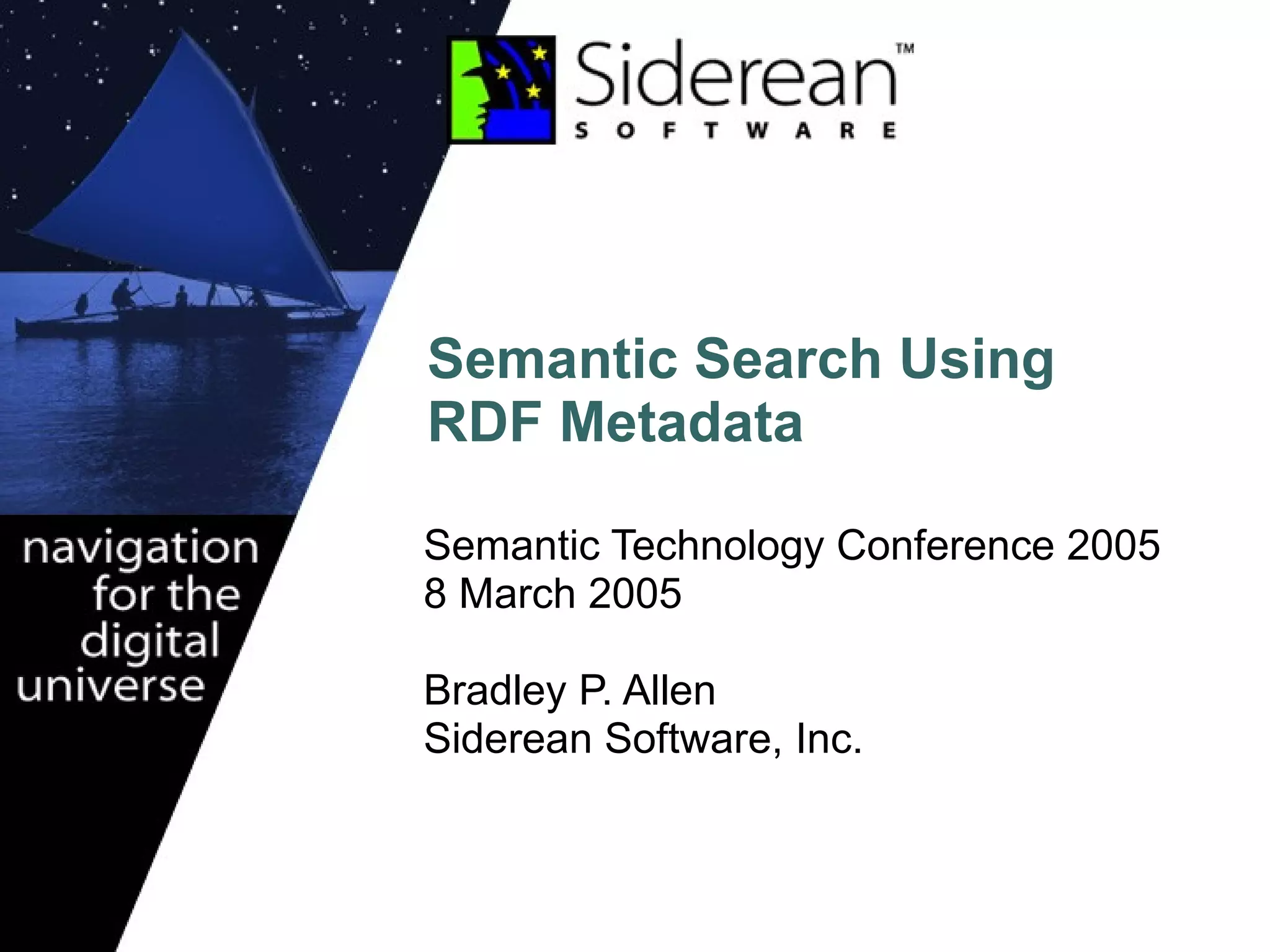 Semantic Search using RDF Metadata (SemTech 2005) | PPT