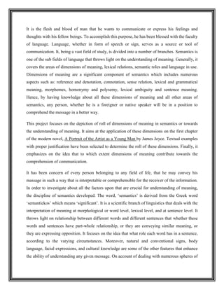 APPLICATION OF DIMENSIONS OF MEANING ON JAMES JOYCE’S A PORTRAIT OF ...