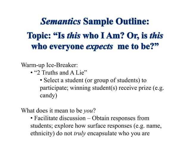 Semantics Outline (Email Attachment) | PPSX | College Planning | College Education