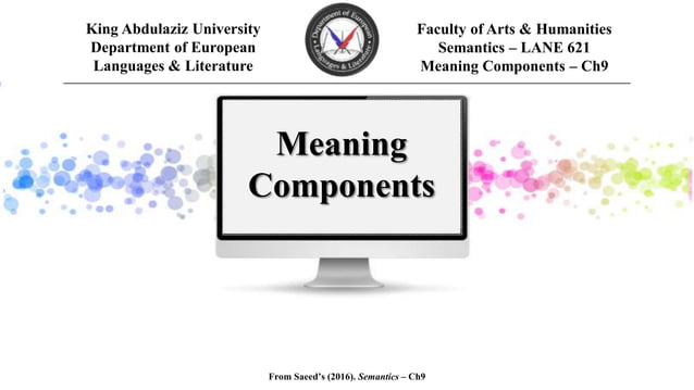 (Semantics) saeed's book ch 9 | PPT