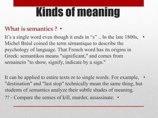 Semantics, the Study of Meaning | PPTX