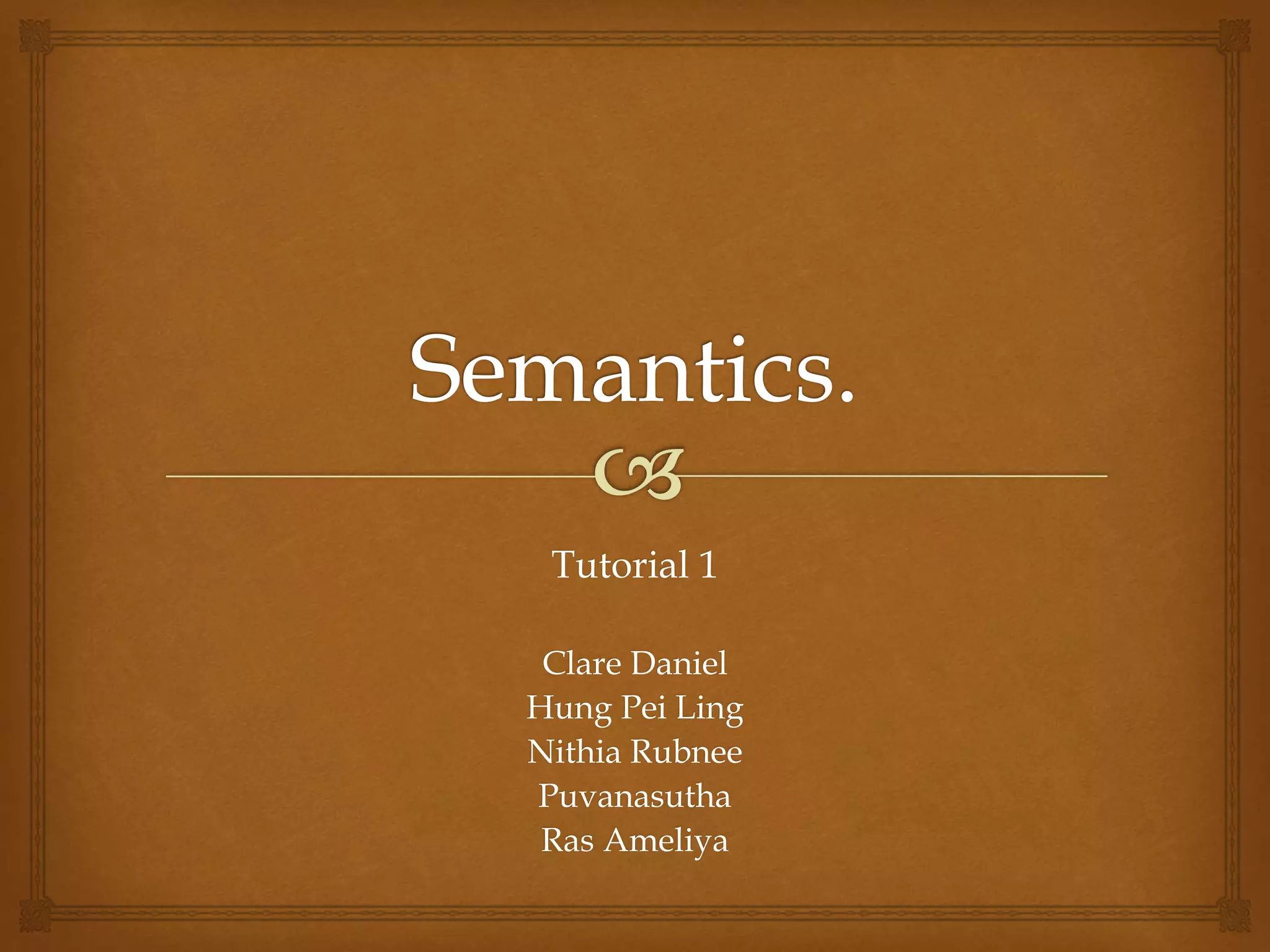 Semantics T1 | PPT
