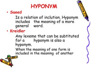 Hyponim Semantics | PPT