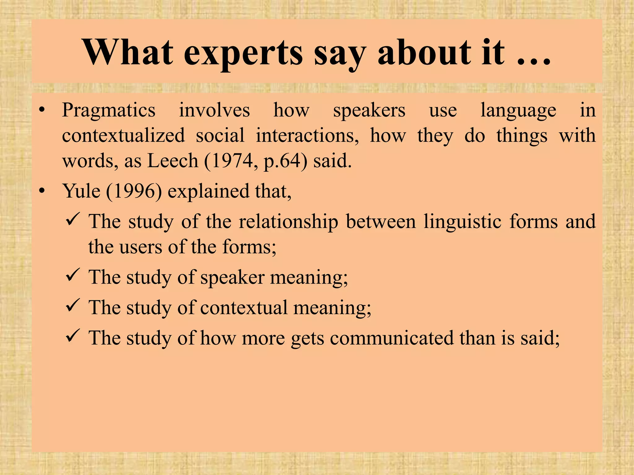 Semantic vs Pragmatics | PPT