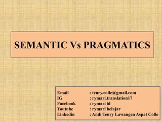 Semantic vs Pragmatics | PPT