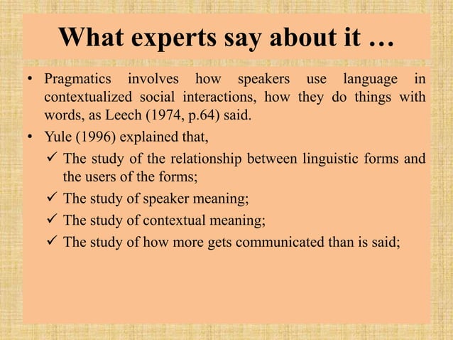 Semantic vs Pragmatics | PPT