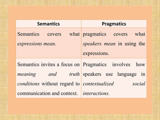 Semantic vs Pragmatics | PPT
