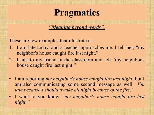 Semantic vs Pragmatics | PPT