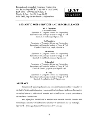Semantic web services and its challenges | PDF
