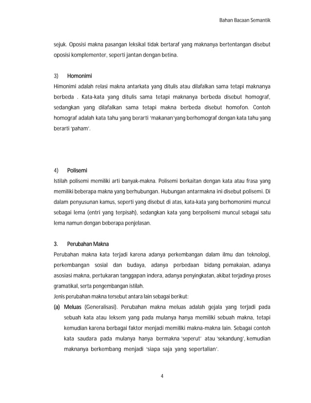 Semantik bahasa indonesia | PDF