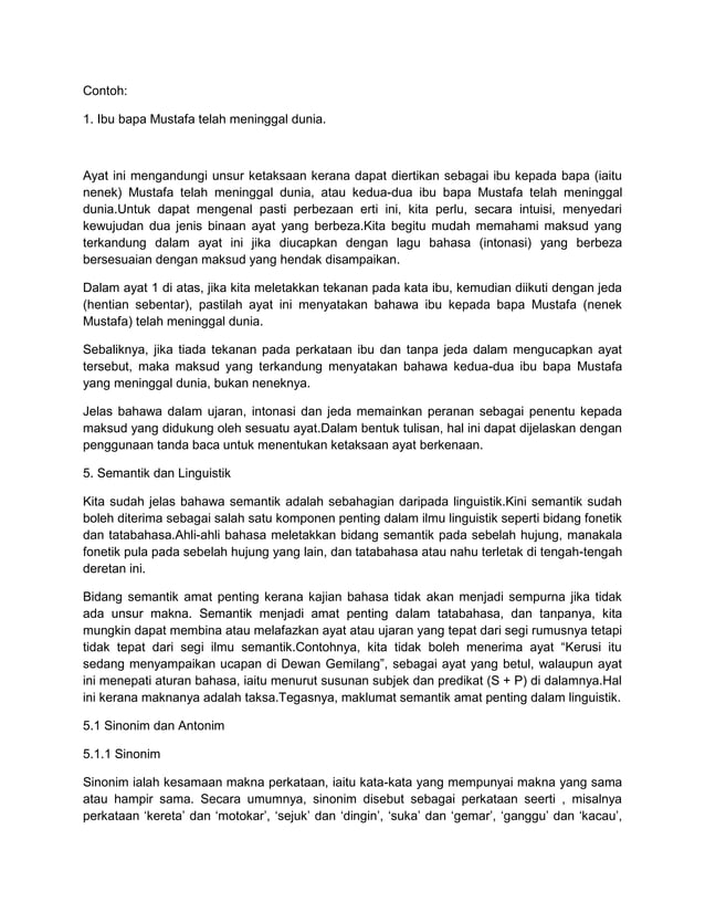 Semantik dan peristilahan bahasa melayu | DOCX