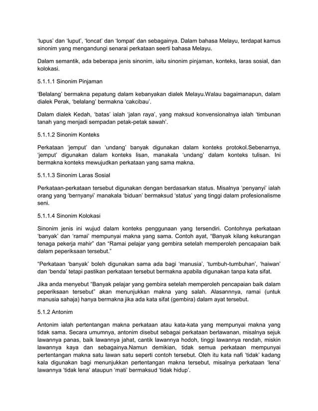 Semantik dan peristilahan bahasa melayu | DOCX