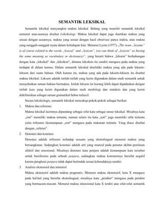 Semantik leksikal | PDF