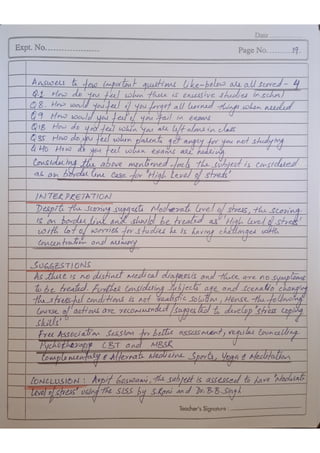Test - Sema Rani's Stress Inventory for School Students - SISS | PDF