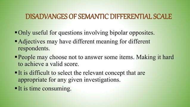 SEMATIC DIFFERENTIAL SCALE AND SUMMATED SCALE.pptx | Education