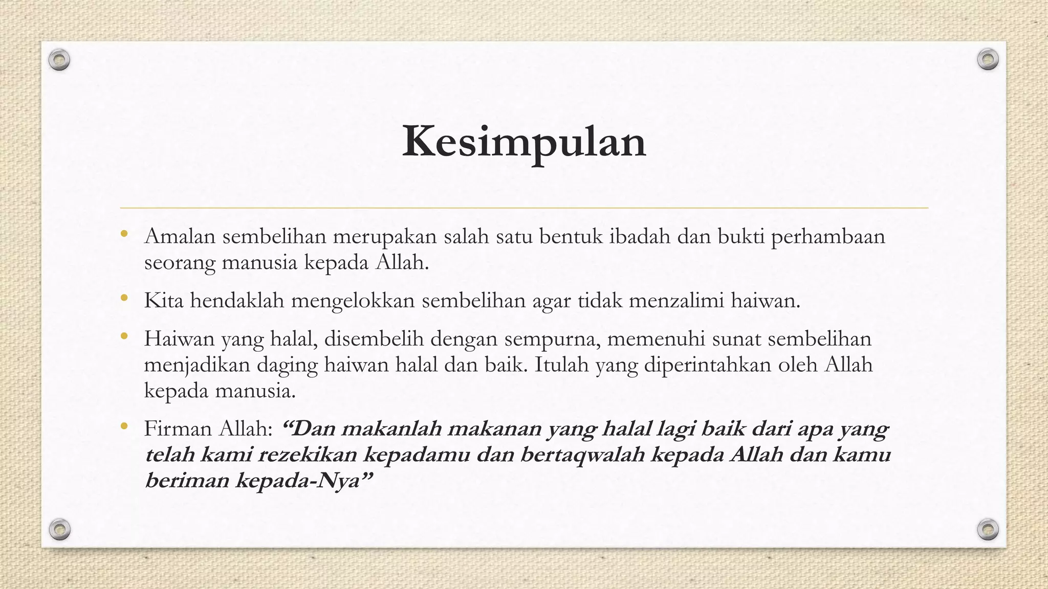 Sembelihan Mengikut Syara' | PPTX