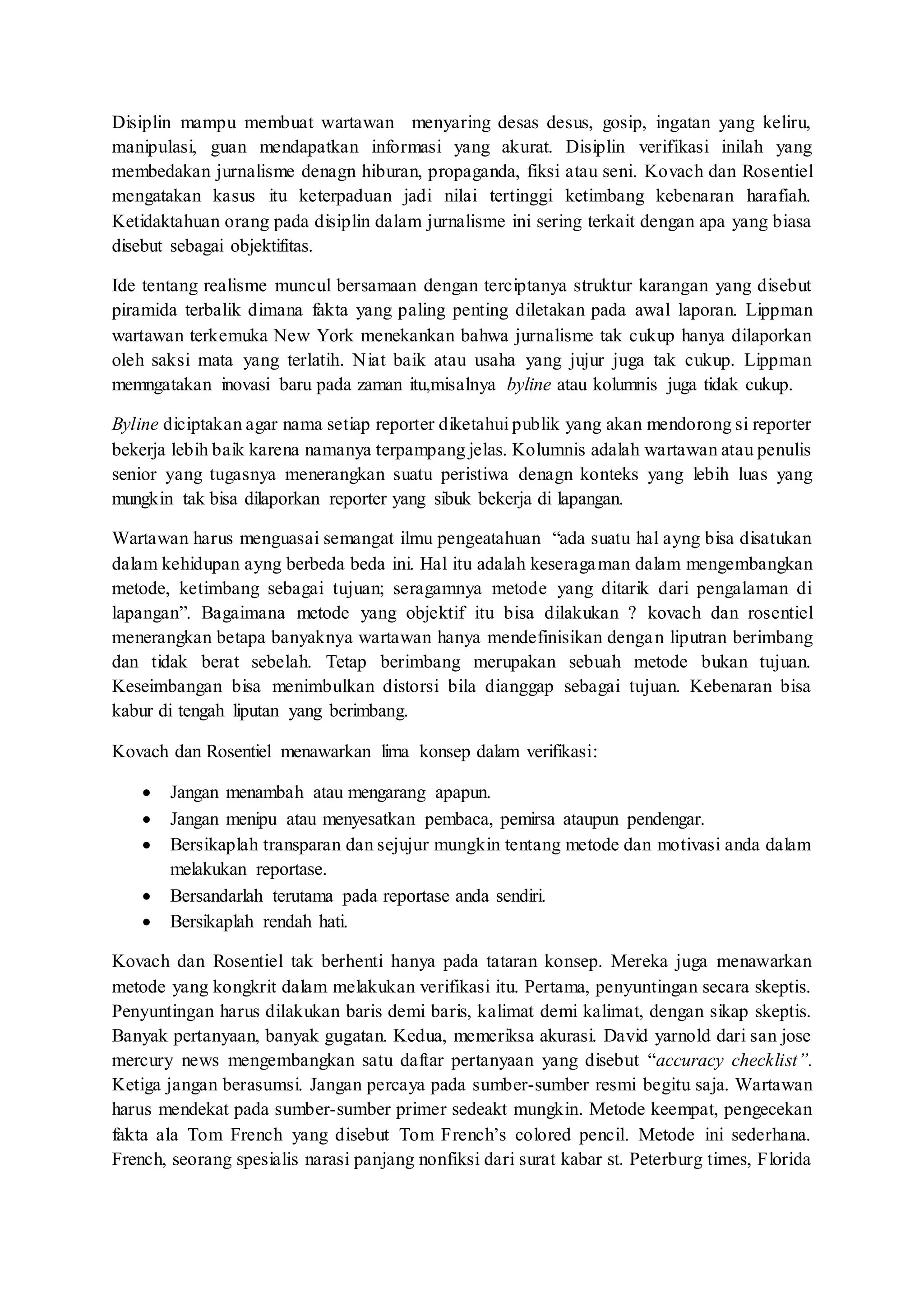 Sembilan elemen jurnalistik | DOCX
