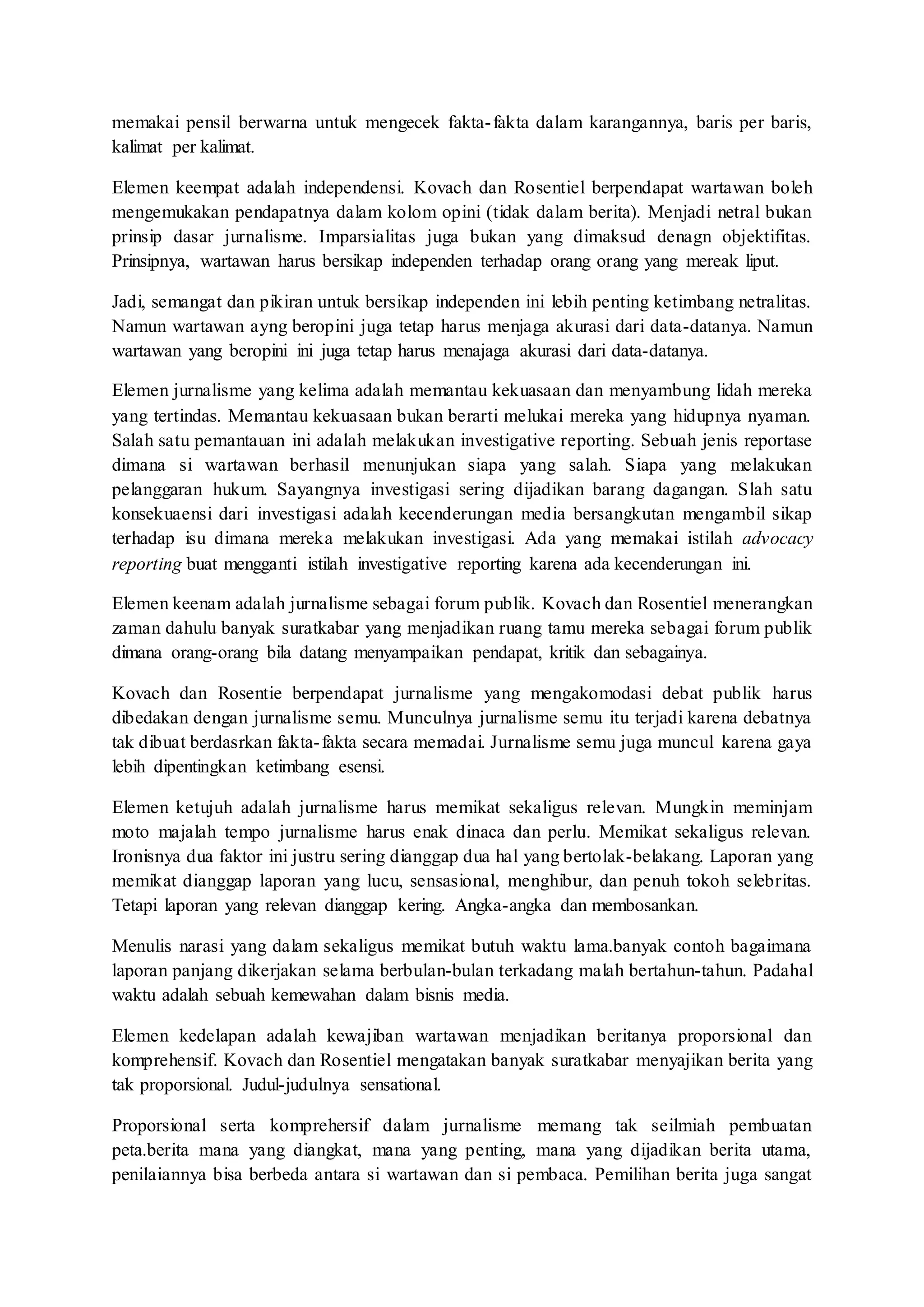 Sembilan elemen jurnalistik | DOCX