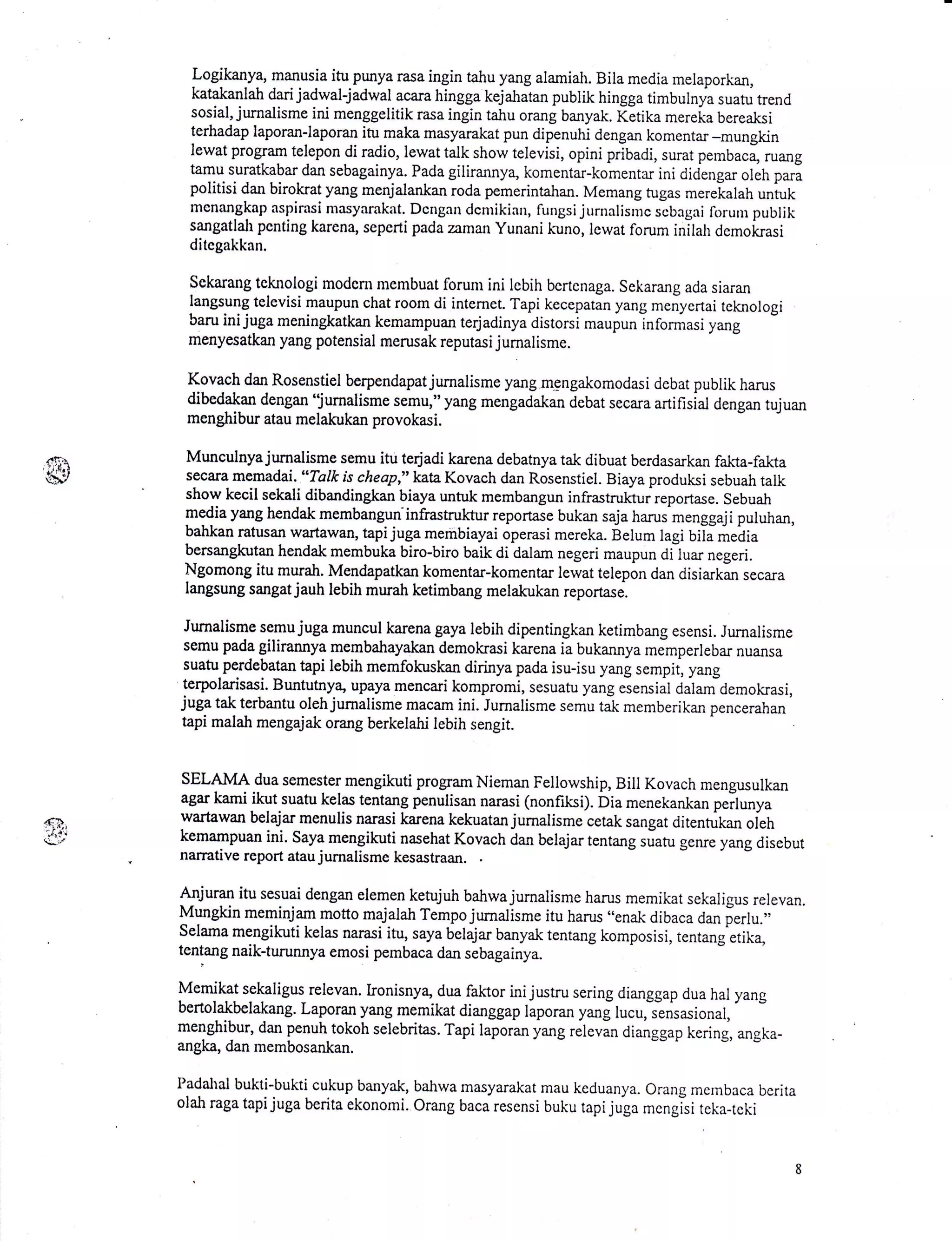 Sembilan elemen jurnalisme | PDF