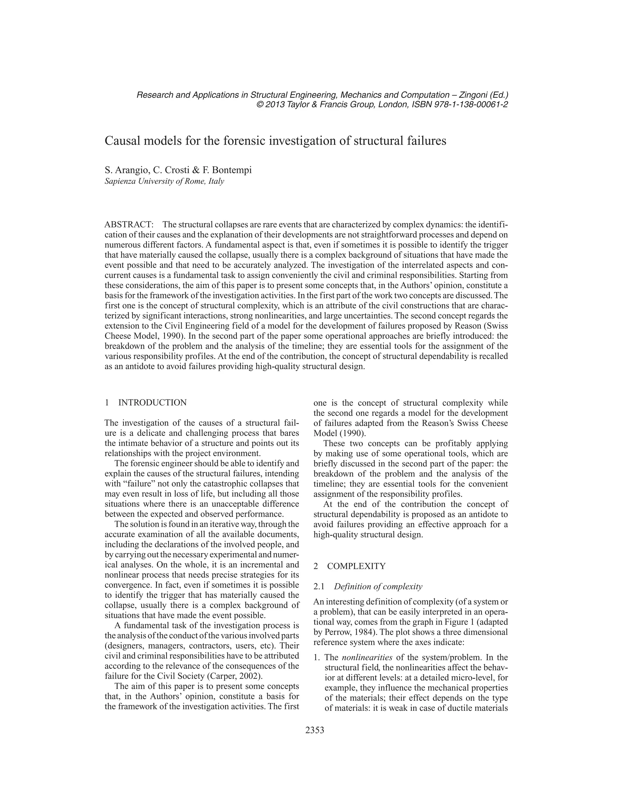 Causal models for the forensic investigation of structural failures | PDF