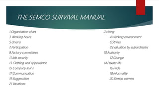 UNIQUE ORGANISATION STRUCTURE AT SEMCO | PPTX