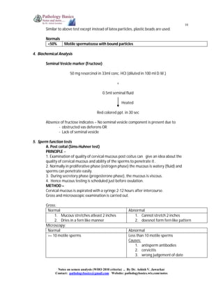 SEMEN ANALYSIS (WHO 2010) | PDF