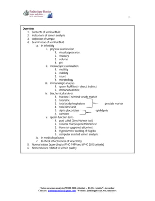 SEMEN ANALYSIS (WHO 2010) | PDF