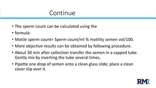 Semen analysis | PPTX | Infertility | Reproductive Health