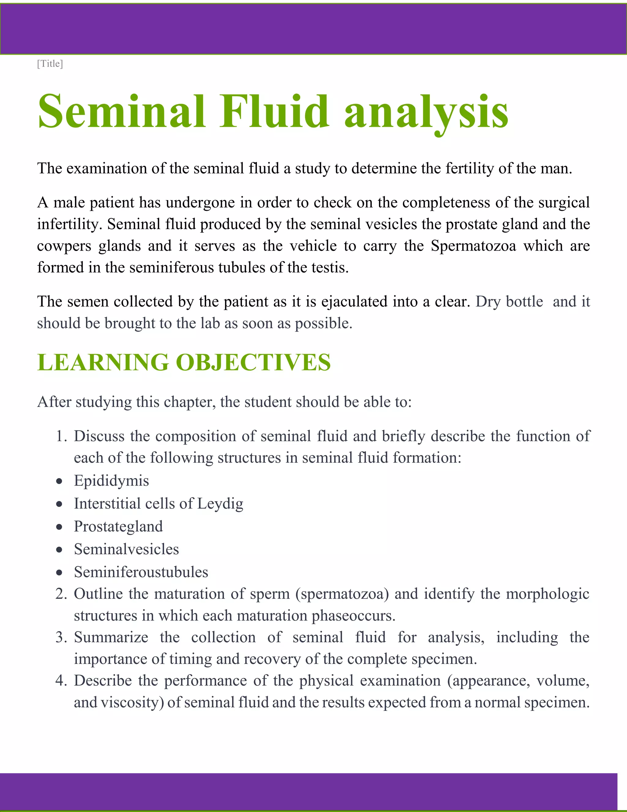 Semen analysis | PDF