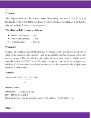 Semen analysis | PDF