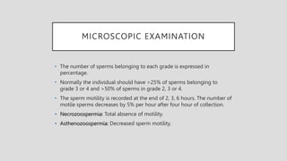SEMEN ANALYSIS, physical chemical and microscopy | PPTX