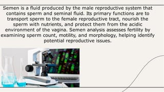 semen analysis, examination of semen.pptx | Infertility | Reproductive ...