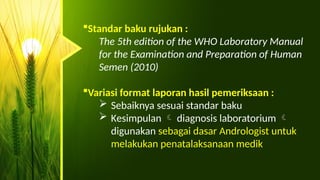 Prosedur Analisis Sperma Berdasarkan WHO | PPTX