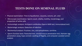 Semen analysis or seminal fluid analysis | PPTX
