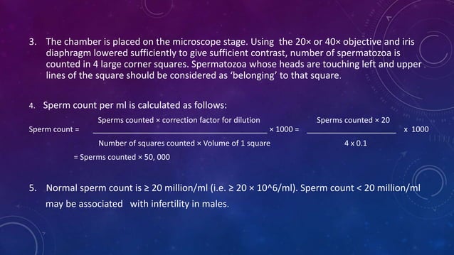 Semen analysis or seminal fluid analysis | PPTX | Infertility ...
