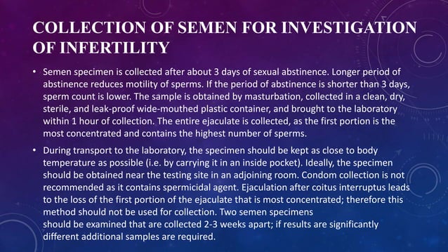 Semen analysis or seminal fluid analysis | PPTX | Infertility ...