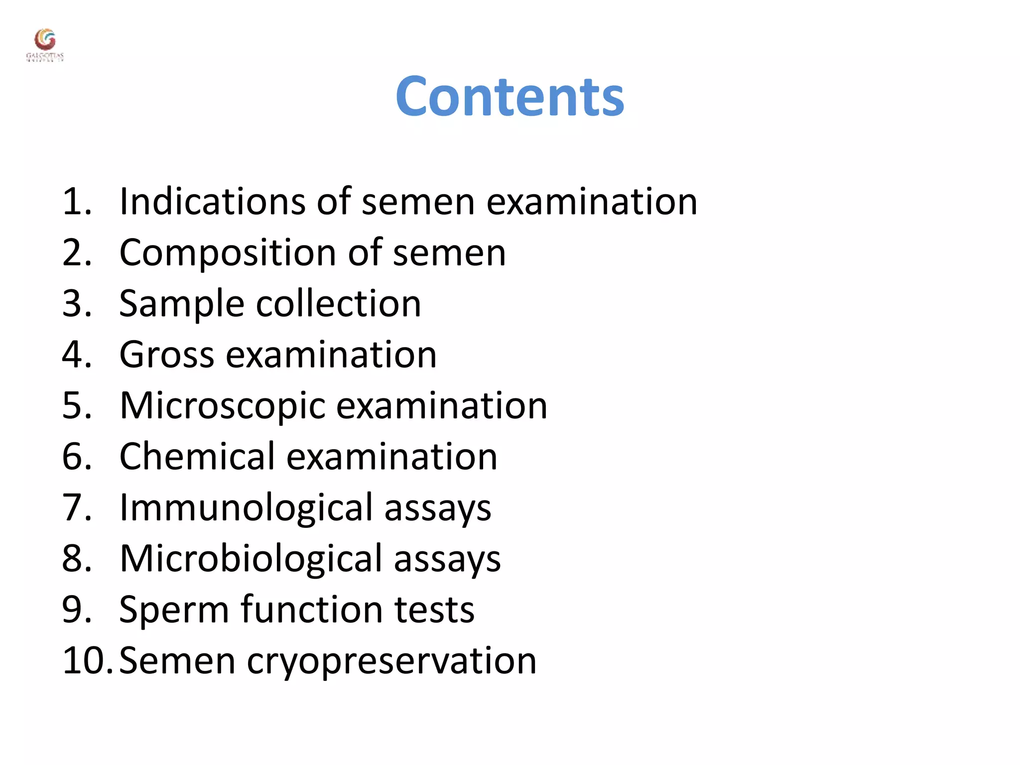 Semen examination for B.Sc. MLT students | PPTX