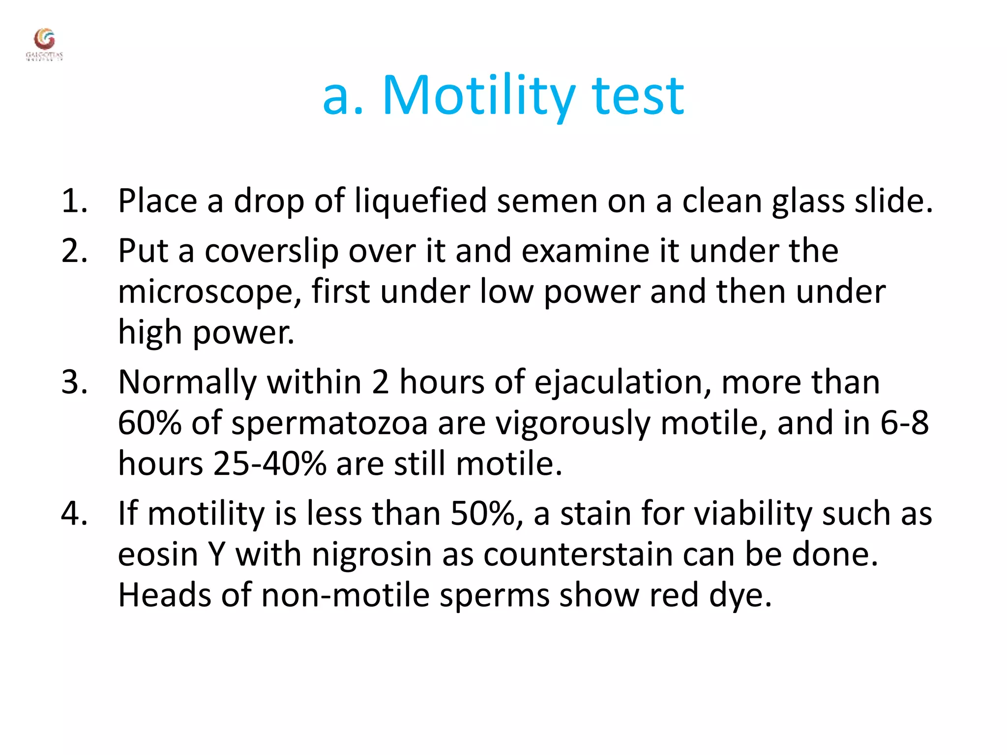 Semen examination for B.Sc. MLT students | PPTX
